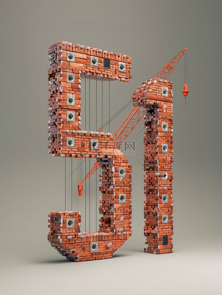 数字“51”是由砖块制成矢量插画图片-千库网
