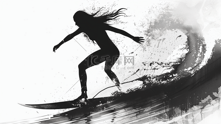 正在冲浪的女性17插画图片-千库网