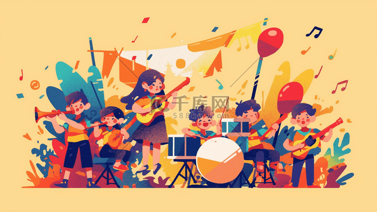 简约绘画舞台演唱会歌唱的插画图片-千库网