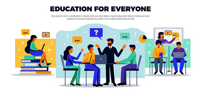 在线教育概念与 educarion 为每个人符号平面矢量图背景图片免费下载_海报banner/高清大图_千库网(图片编号6280665)