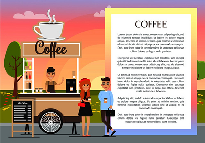 咖啡店的横幅彩色矢量插图带有移动支架的大杯子标志菜单列表和矩形隔离的文本年轻的情侣顾客咖啡店横幅彩色矢量插图背景图片免费下载_海报banner ...