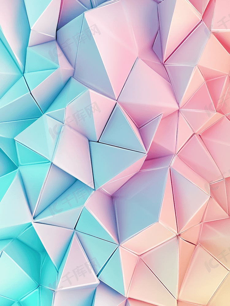 3d渲染柔和的渐变颜色三角形图案背景图片免费下载-千库网