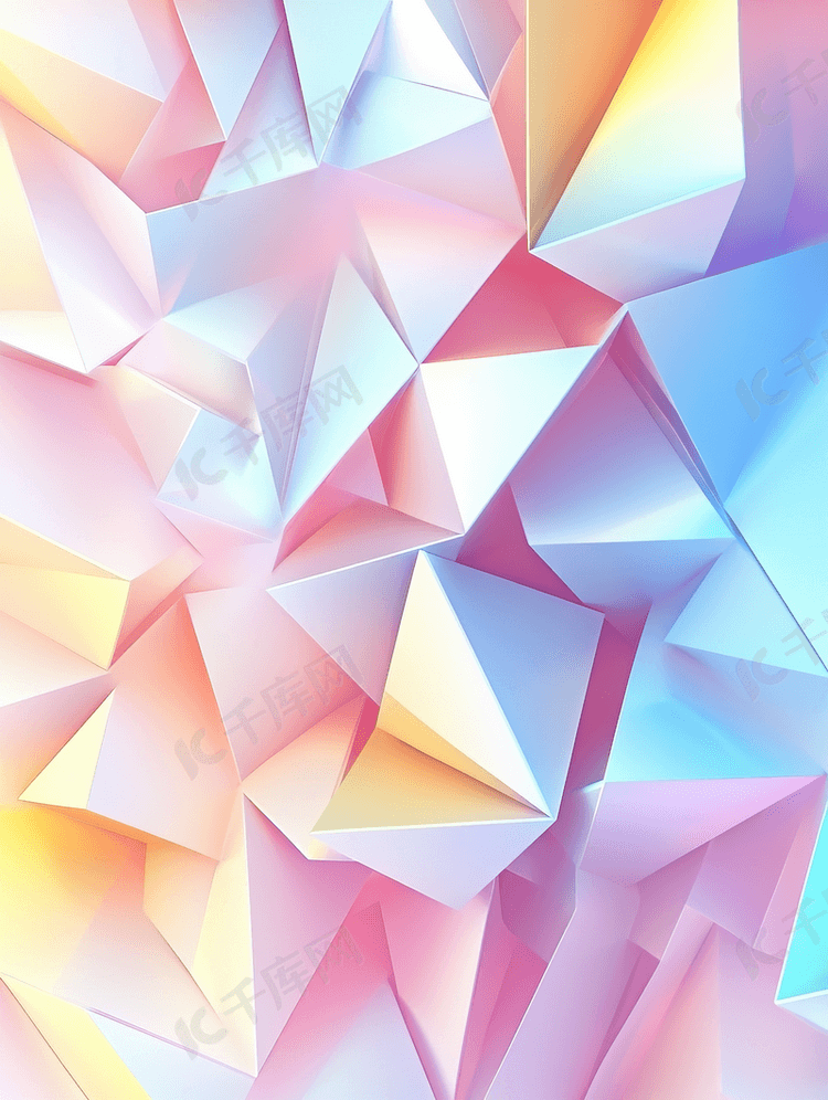 3d渲染柔和的渐变颜色三角形图案背景图片免费下载-千库网