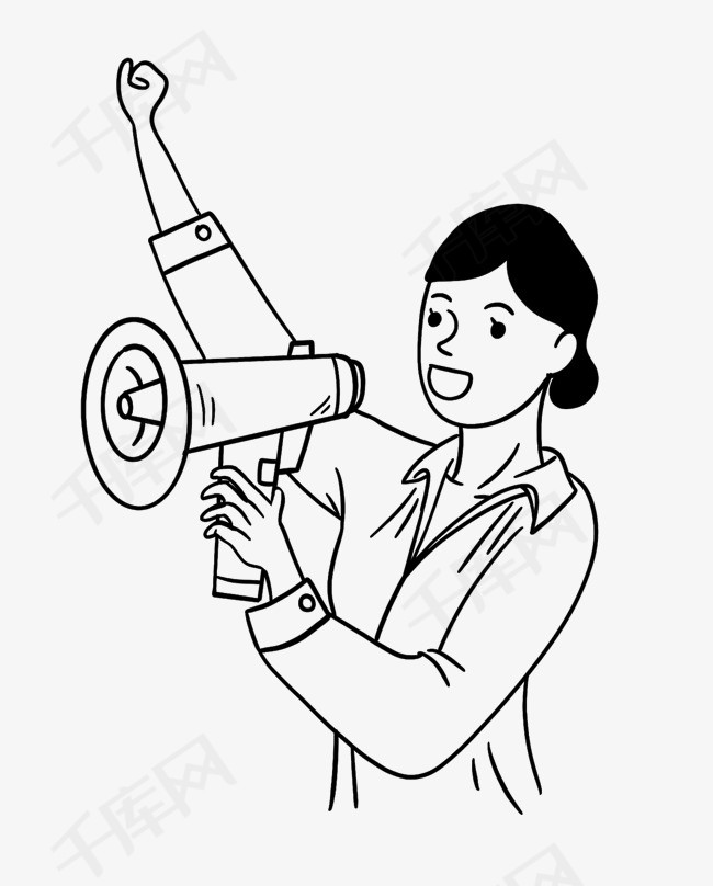 人和喇叭创意简笔画素材图片免费下载-千库网