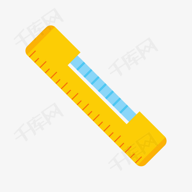 卡通橘黄色尺子插画素材图片免费下载-千库网