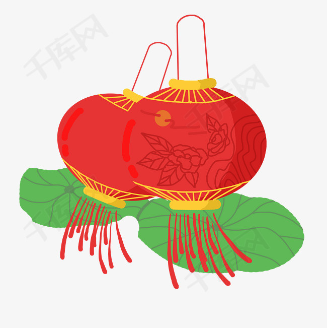 新年圆灯笼手绘插画素材图片免费下载-千库网
