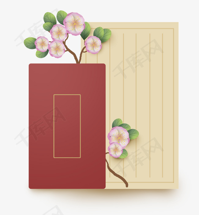 古风信封信纸樱花文本框素材图片免费下载-千库网