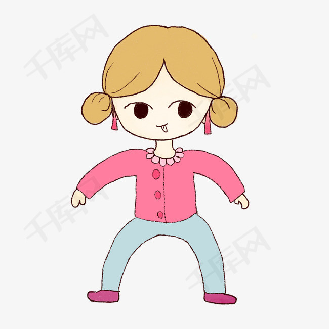 漂亮女孩卡通小人素材图片免费下载-千库网