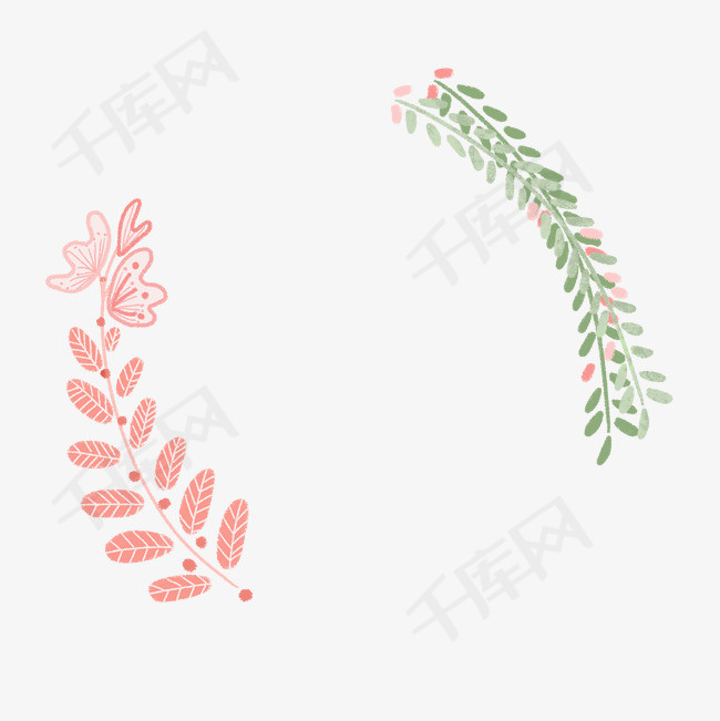 粉绿色花边边框素材图片免费下载-千库网