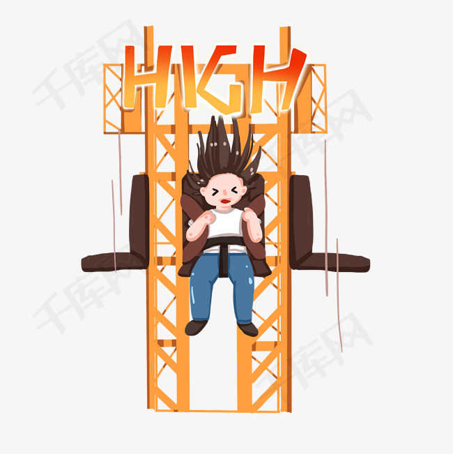 游乐园运行的跳楼机素材图片免费下载-千库网
