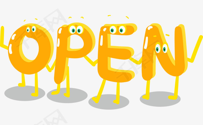OPEN卡通艺术字母素材图片免费下载-千库网
