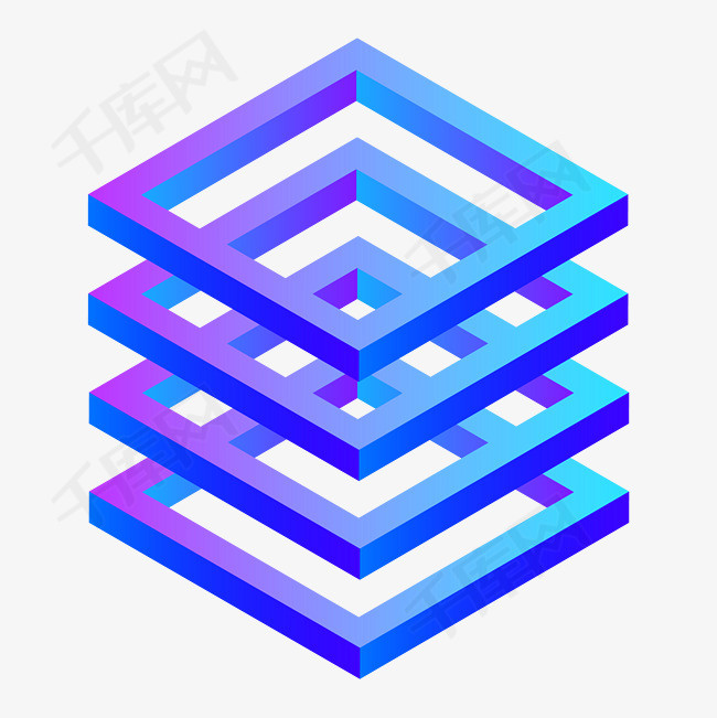 蓝色方形重叠3D图形素材图片免费下载-千库网