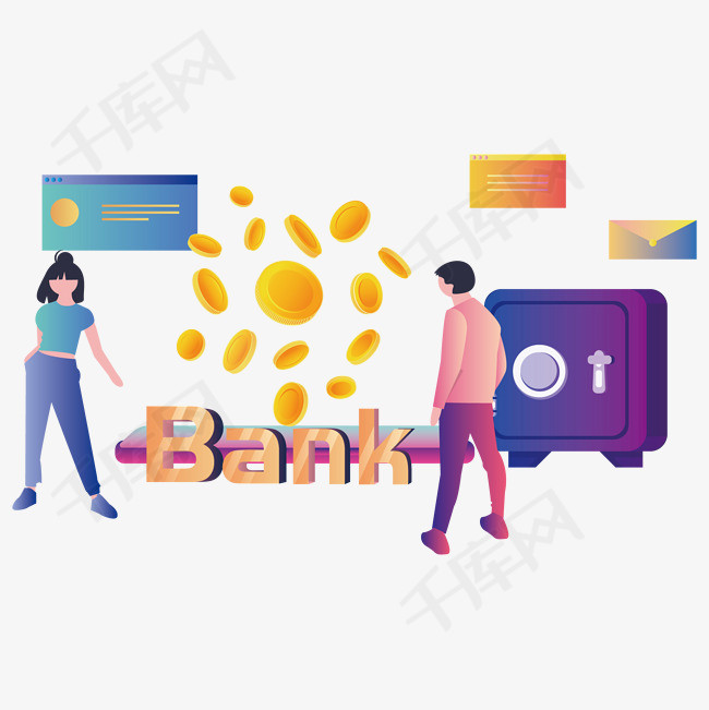 金融银行白领理财场景插画素材图片免费下载-千库网
