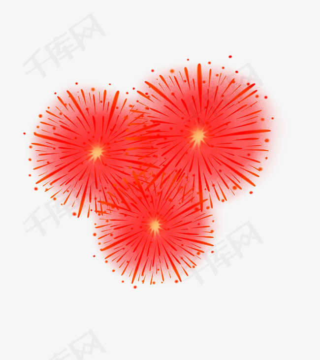 红色手绘烟花素材图片免费下载-千库网