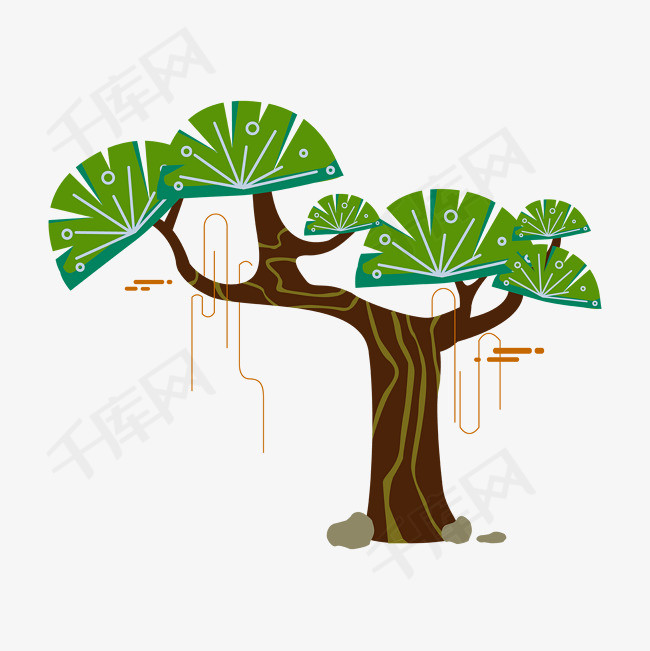 扁平海报冬天的松柏素材图片免费下载-千库网