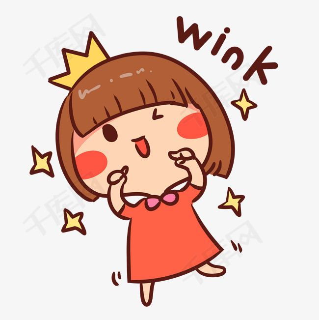 女孩wink表情包素材图片免费下载-千库网