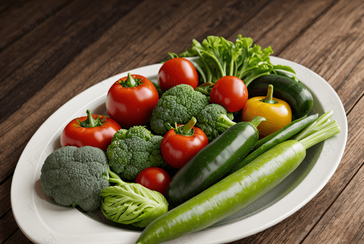 盘里装着满满的新鲜蔬菜图片6高清摄影大图-千库网