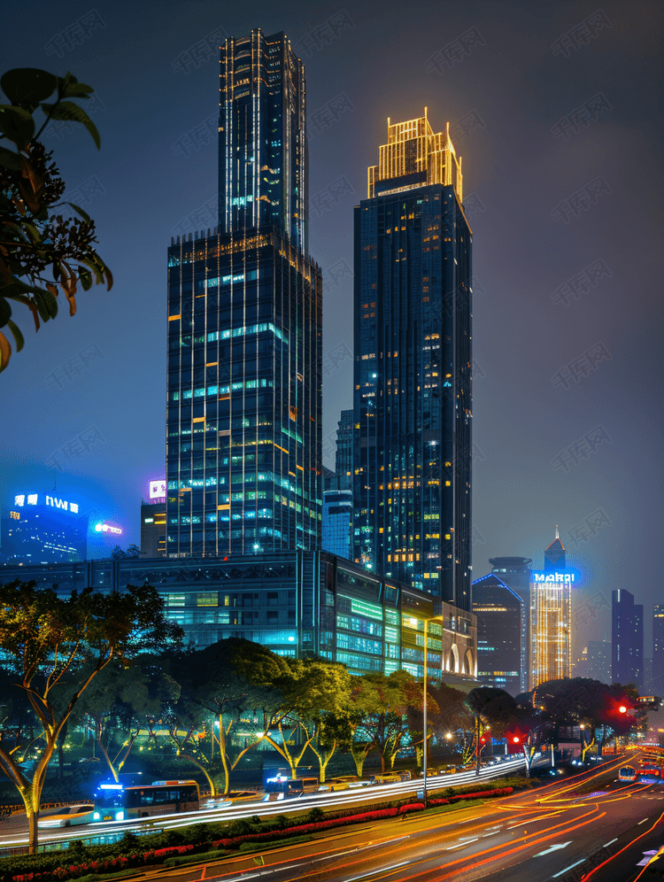 深圳福田夜景高清摄影大图-千库网