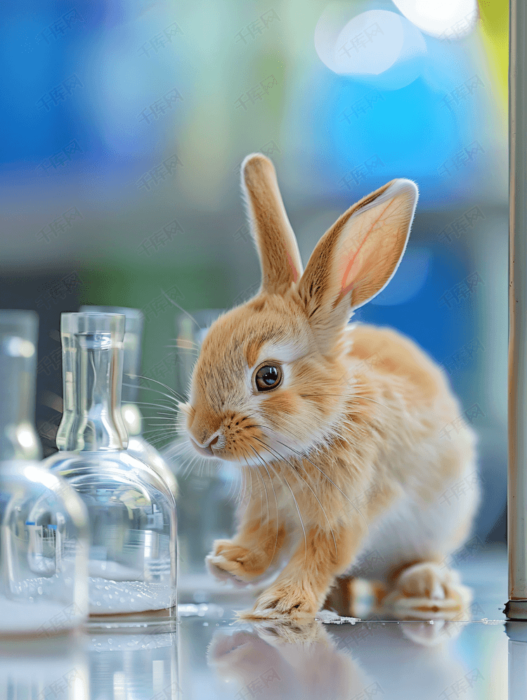 实验中的小兔子高清摄影大图-千库网
