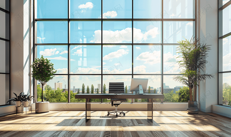 办公室落地窗高清摄影大图-千库网