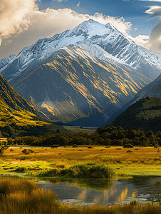 新西兰库克山风景图片高清摄影大图-千库网