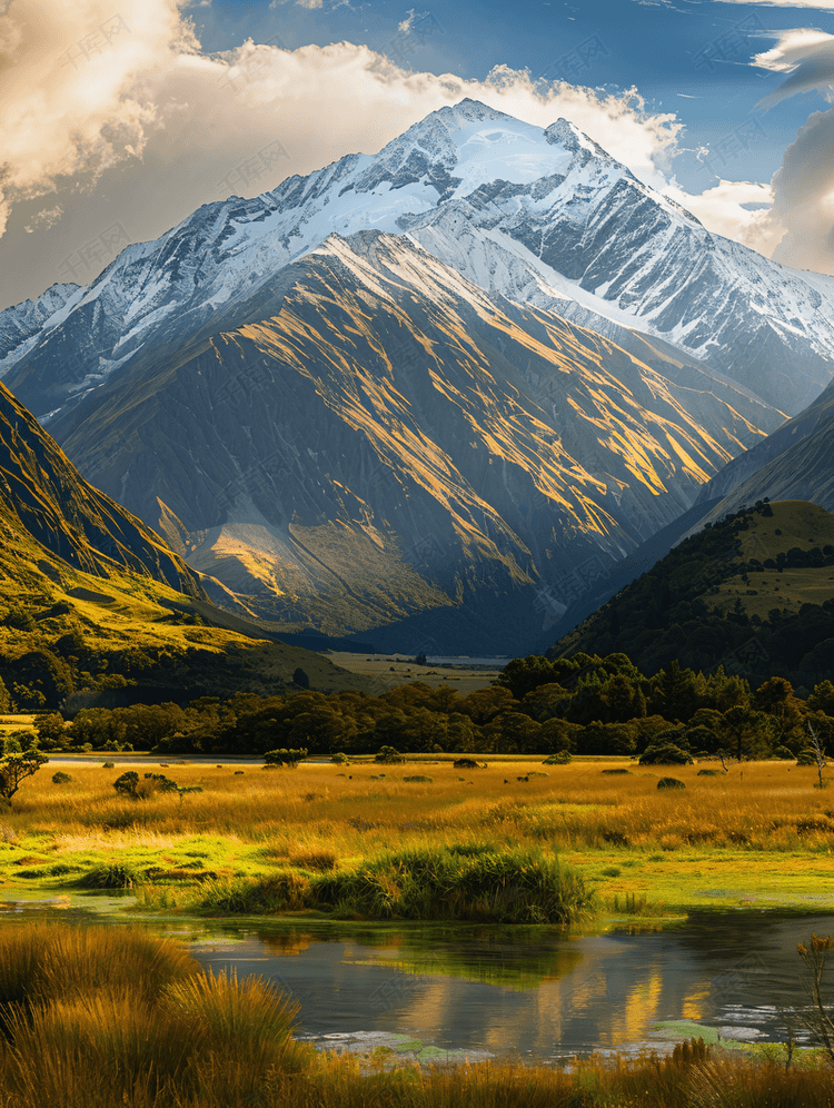 新西兰库克山风景图片高清摄影大图-千库网