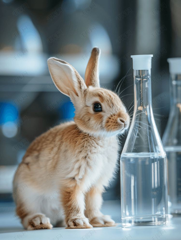 实验中的小兔子高清摄影大图-千库网