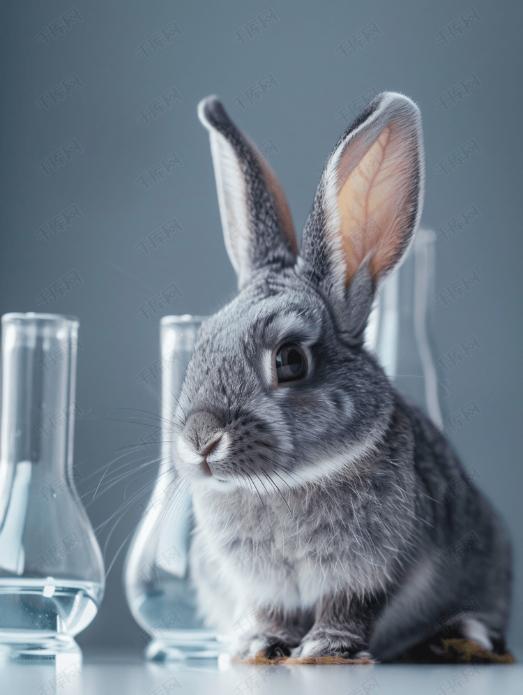 实验中的小兔子高清摄影大图-千库网