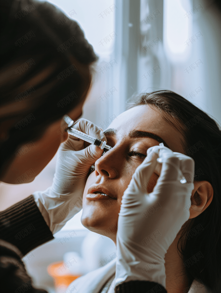 滴眼药水的女性高清摄影大图-千库网