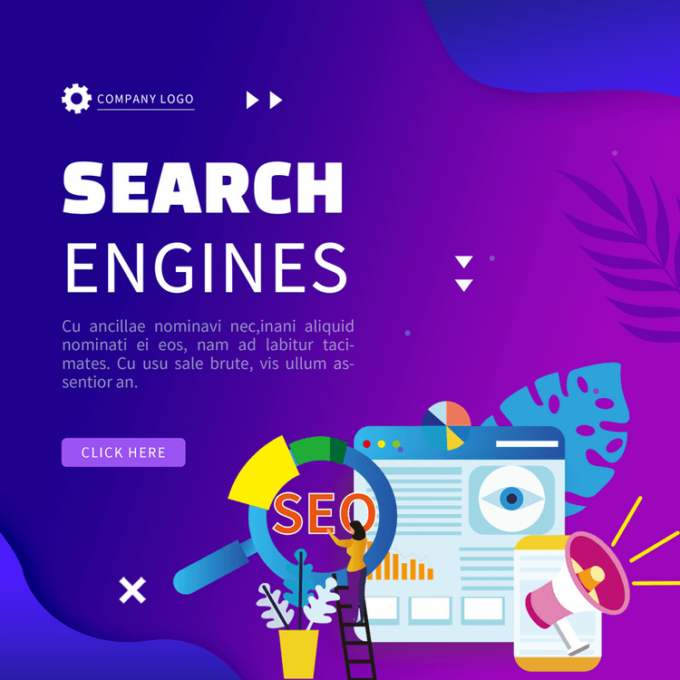 蓝紫色渐变几何seo服务宣传sns海报模板下载-千库网