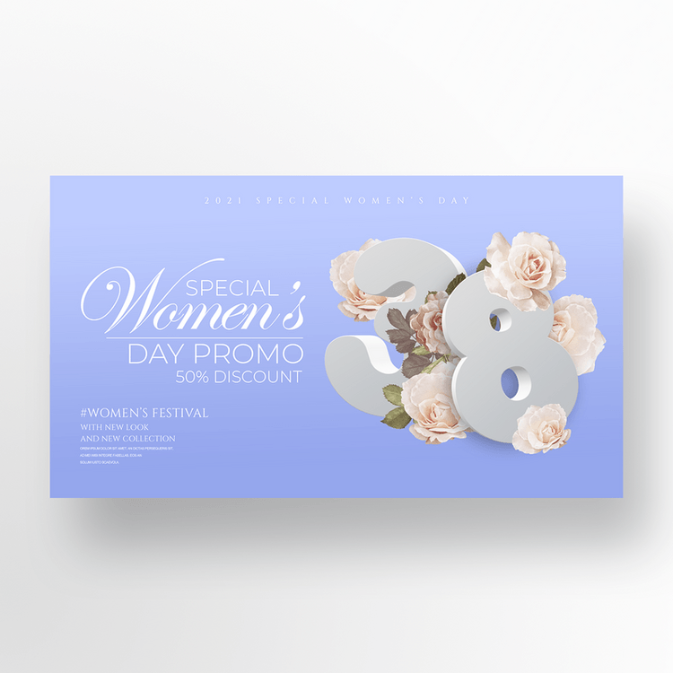 浪漫立体女人节宣传促销横幅海报模板下载-千库网