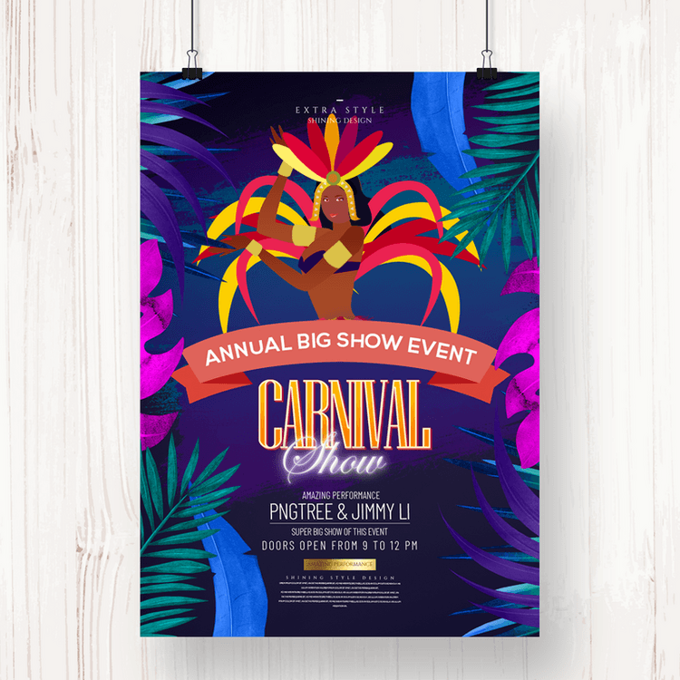 巴西狂欢节时尚色彩派对海报海报模板下载-千库网