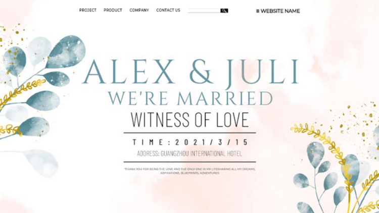 创意简约水墨风格婚礼登录页海报模板下载-千库网