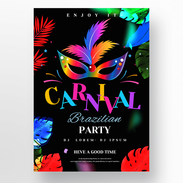 巴西狂欢节面具派对海报海报模板下载-千库网