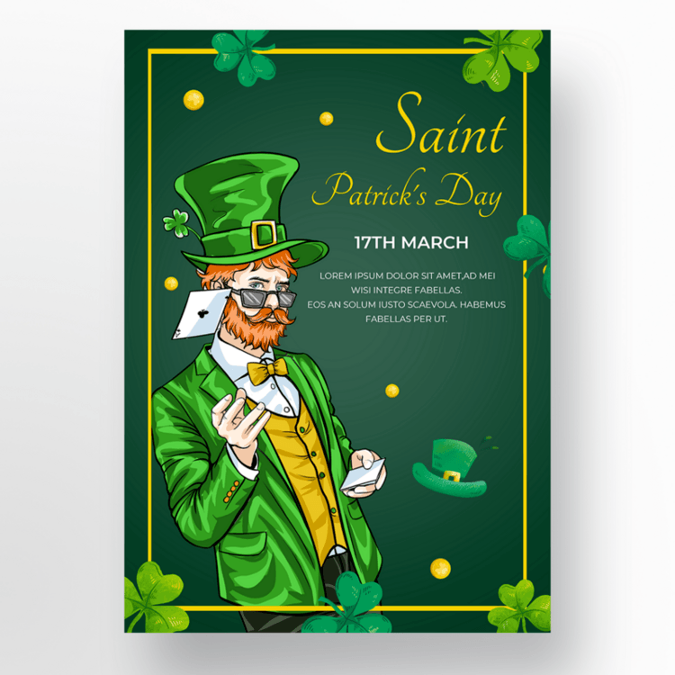 海报圣帕特里克绿色背景海报模板下载-千库网