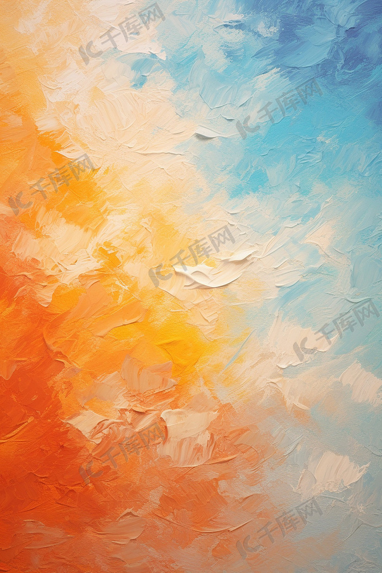 抽象装饰画颜料蓝橙油画装饰画海报模板下载-千库网