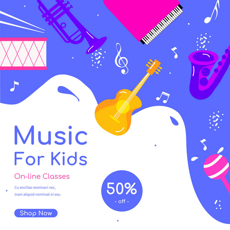 儿歌音乐蓝色海报模板下载-千库网