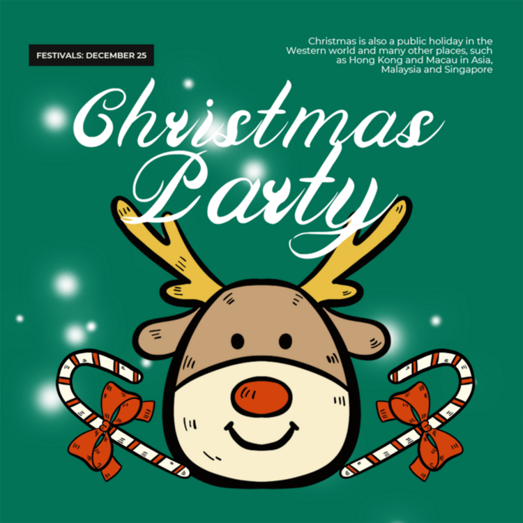 圣诞节麋鹿绿色海报模板下载-千库网