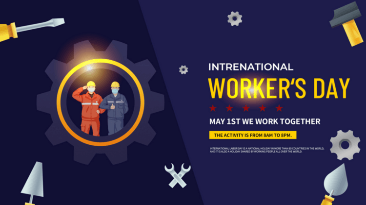 国际劳动节深色风格宣传横幅海报模板下载-千库网