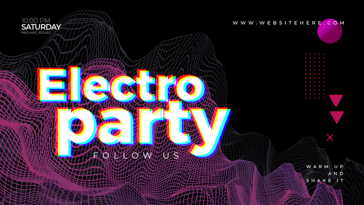 故障风高科技波浪线条电子音乐派对网页横幅海报模板下载-千库网