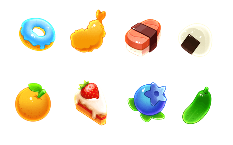 创意手绘食物零食美食餐饮多色渐变立体ICON设计海报模板下载-千库网