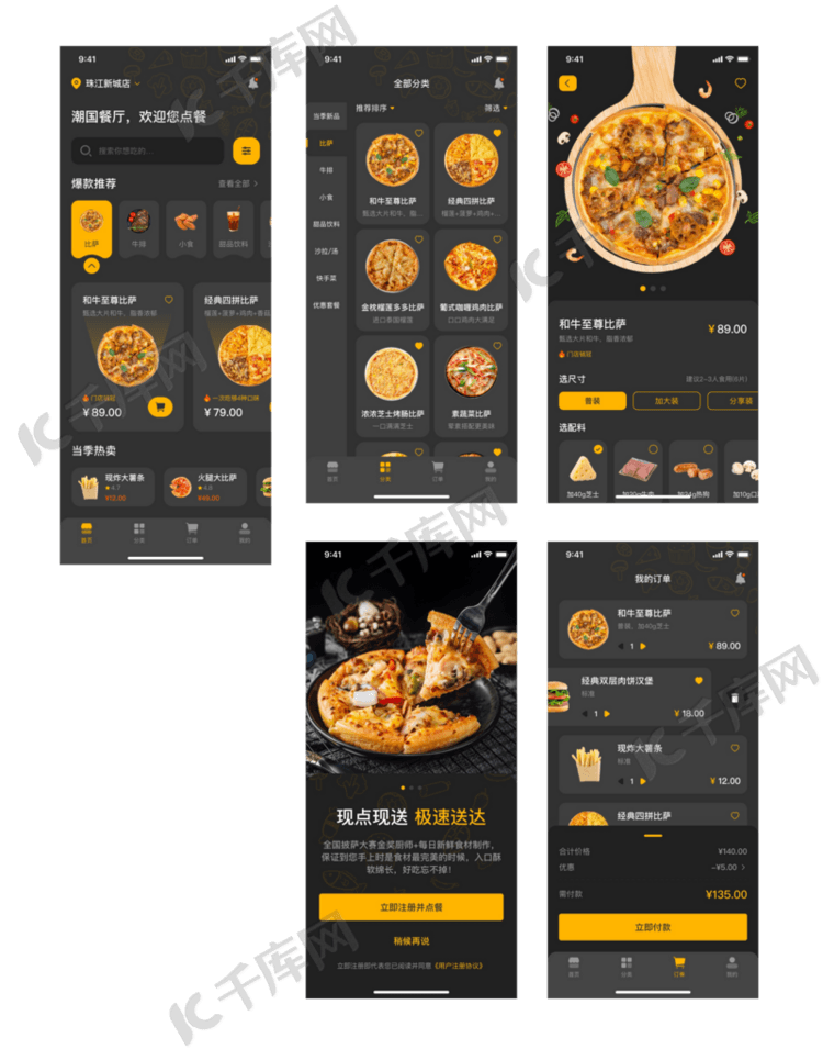 披萨餐饮APP设计UI快餐西餐海报模板下载-千库网