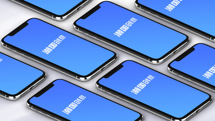 苹果手机iPhoneX智能手机平铺展示样机UI模型海报模板下载-千库网