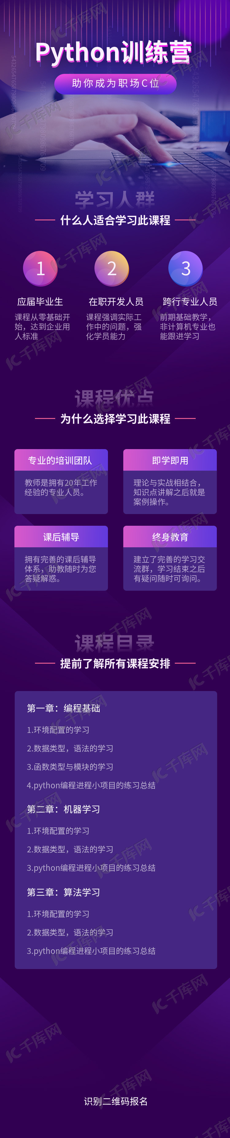 python训练教育课程培训h5长图海报海报模板下载-千库网