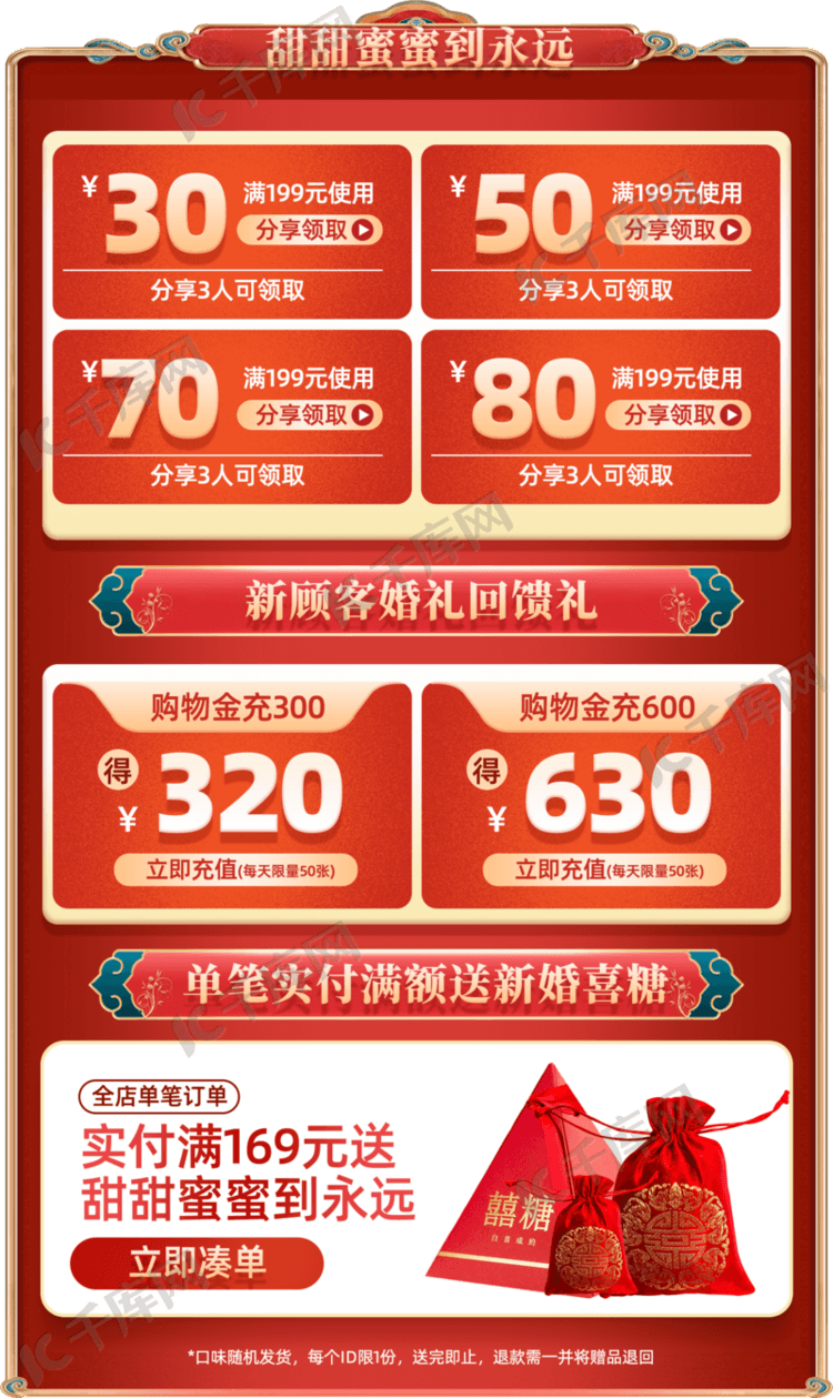 婚礼纪大赏优惠券海报模板下载-千库网