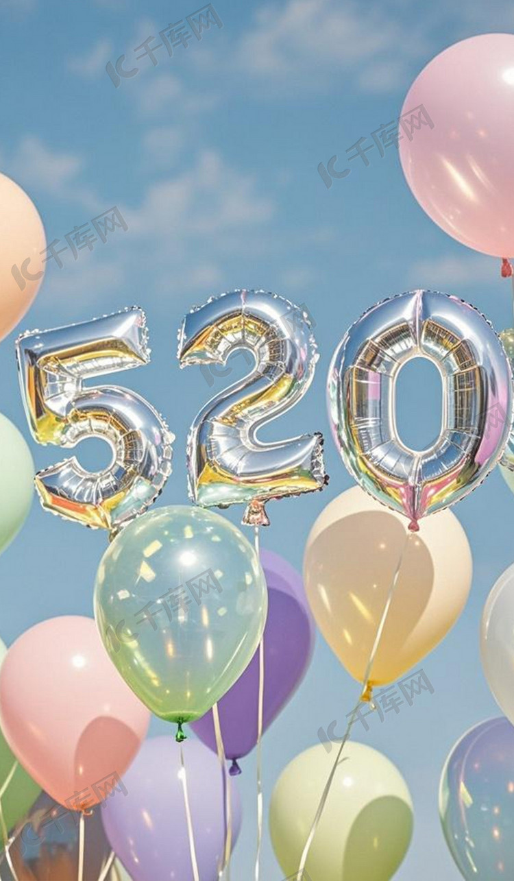 520数字情人节气球AIGC海报海报模板下载-千库网