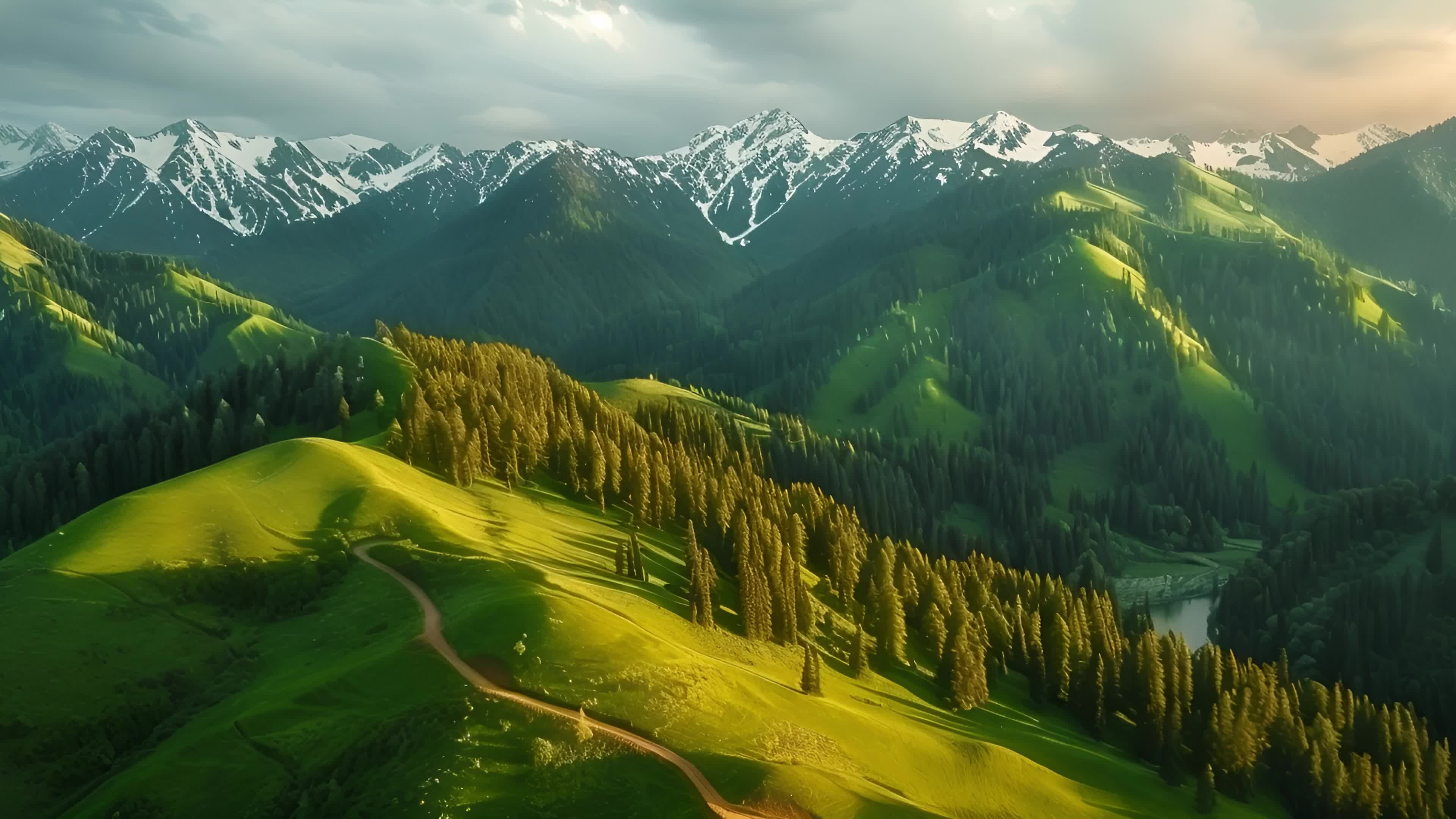 4K航拍高山森林自然风景AI视频素材视频特效素材-千库网