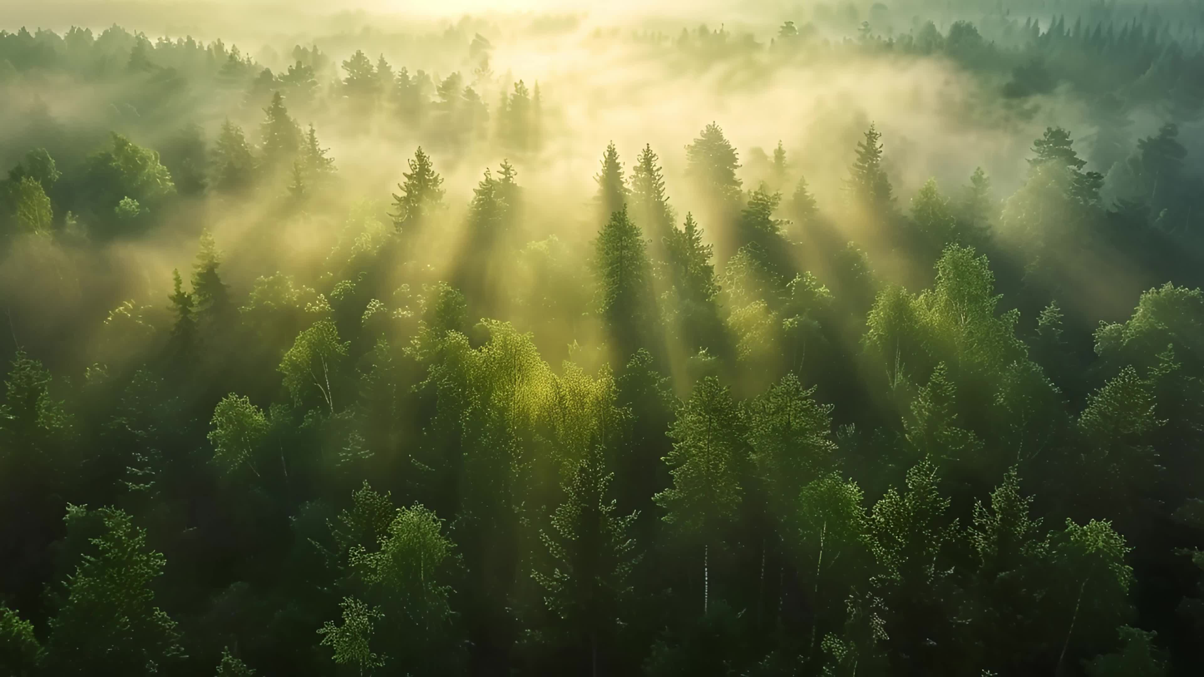 4K森林日出树林阳光风景AI视频素材视频特效素材-千库网