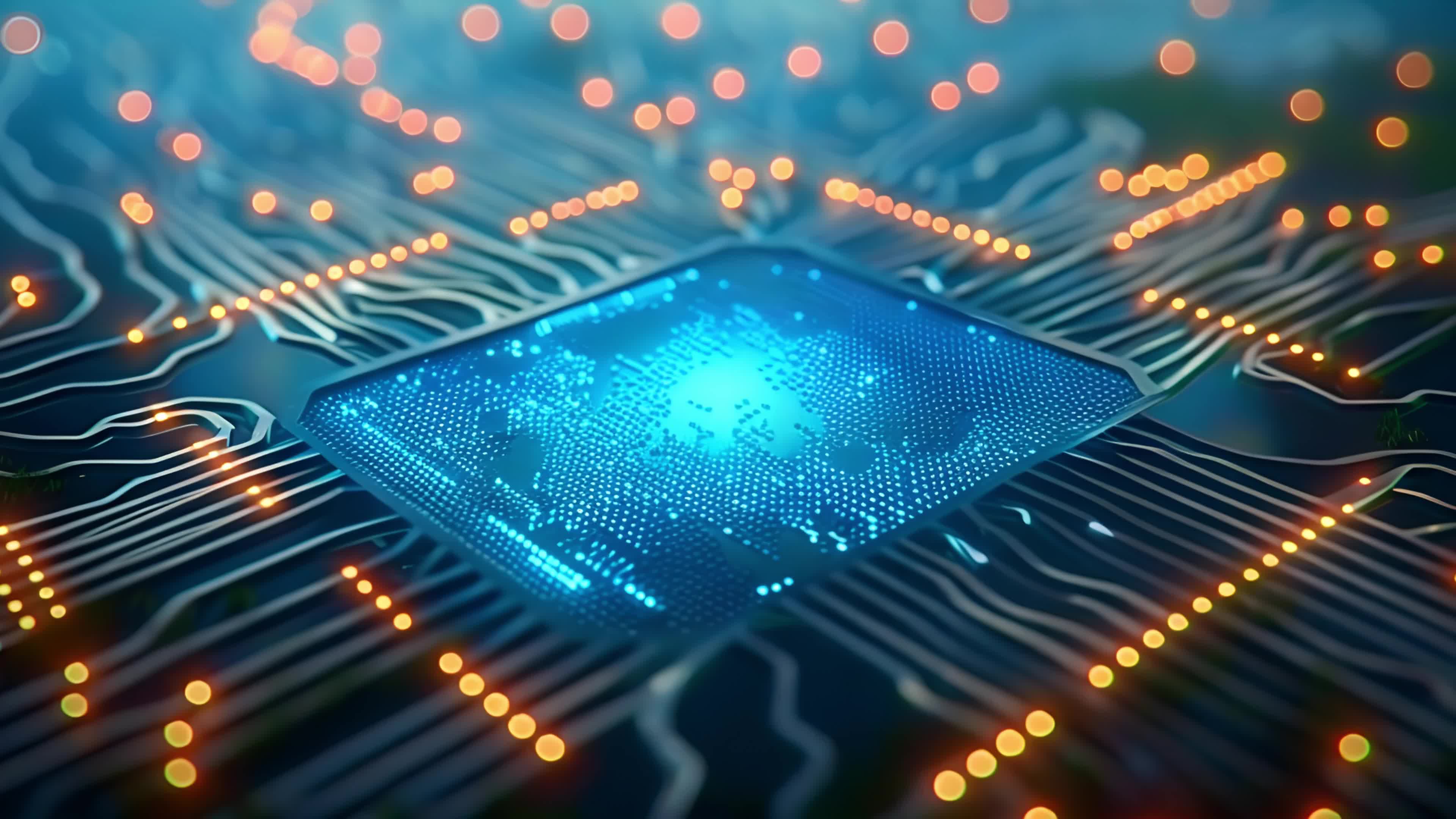 4K计算机中央处理器科技蓝色互联网视频背景AI视频素材视频特效素材-千库网