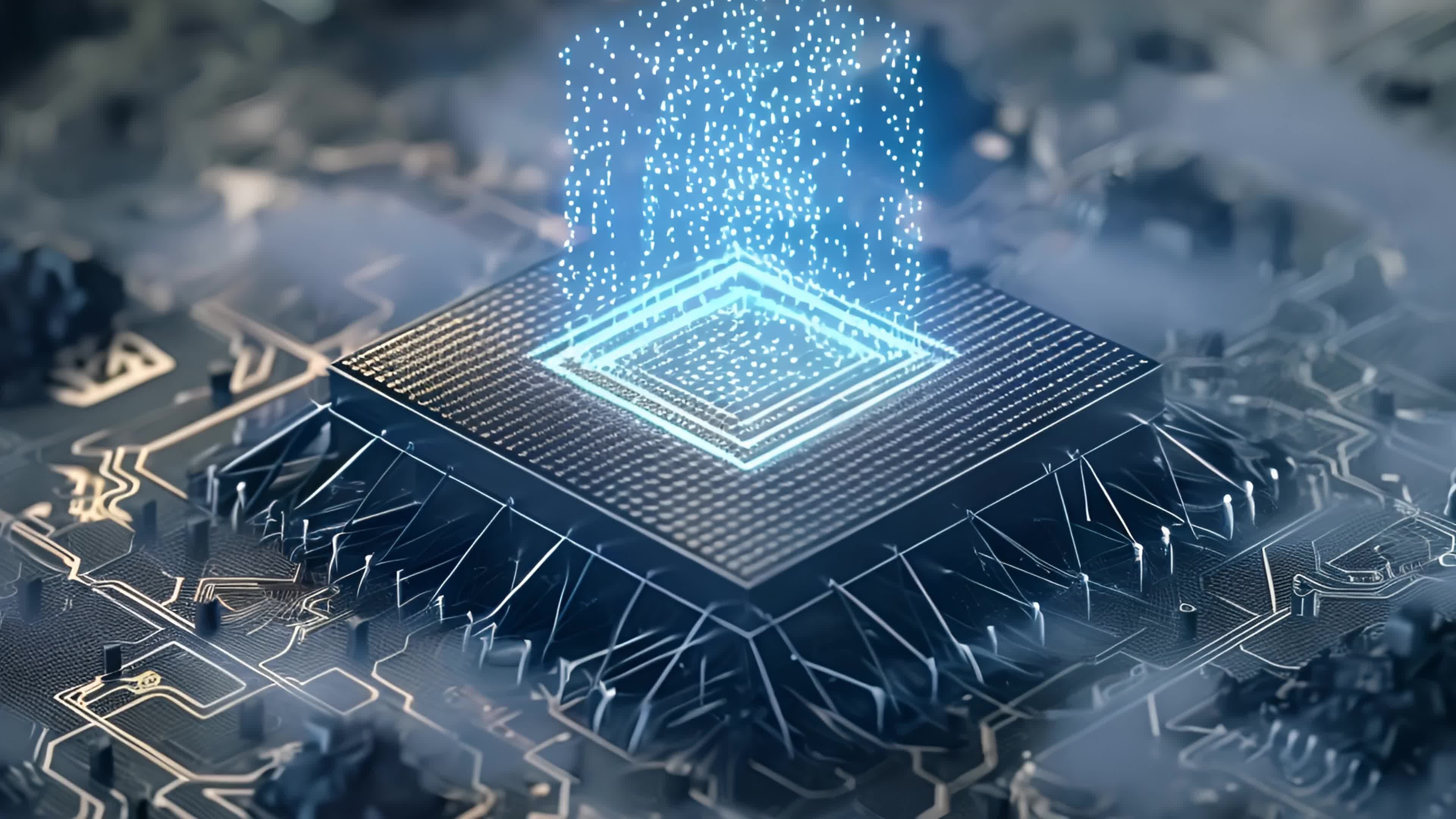 4K计算机中央处理器科技蓝色互联网视频背景AI视频素材视频特效素材-千库网